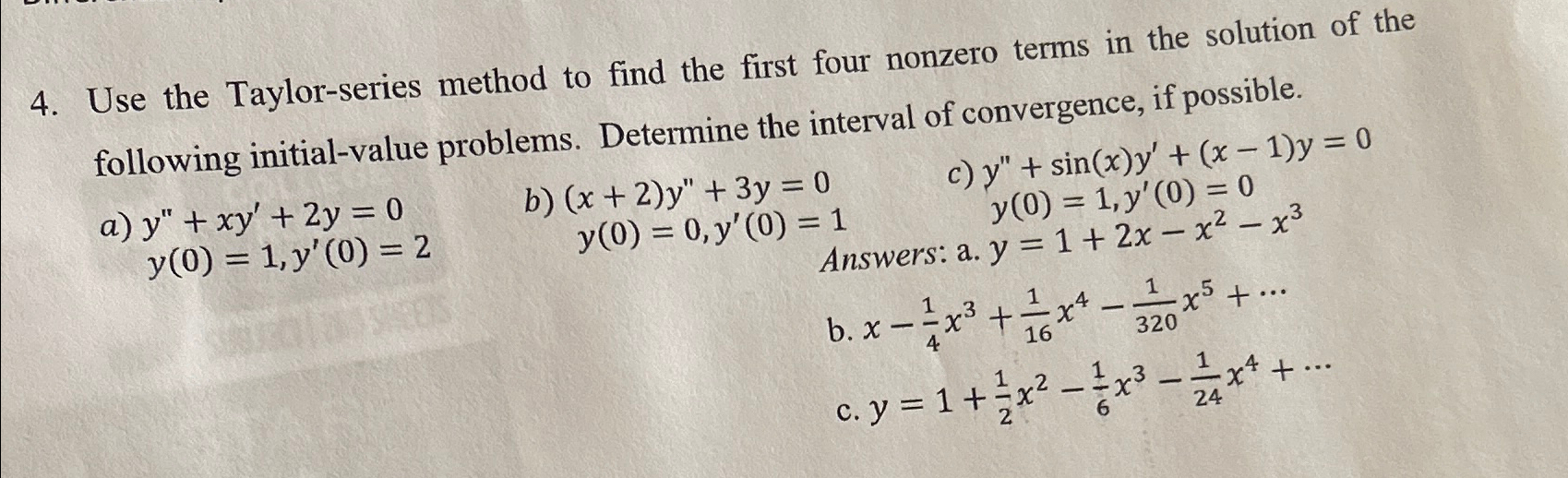 Solved Use the Taylor-series method to find the first four | Chegg.com