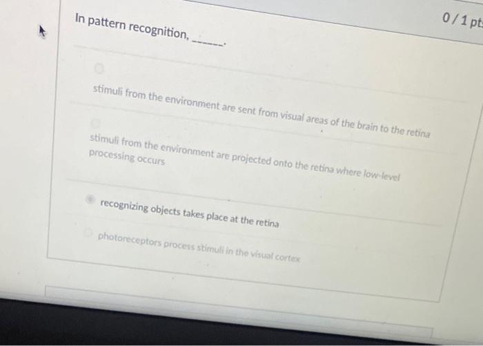 Solved stimuli from the environment are sent from visual | Chegg.com