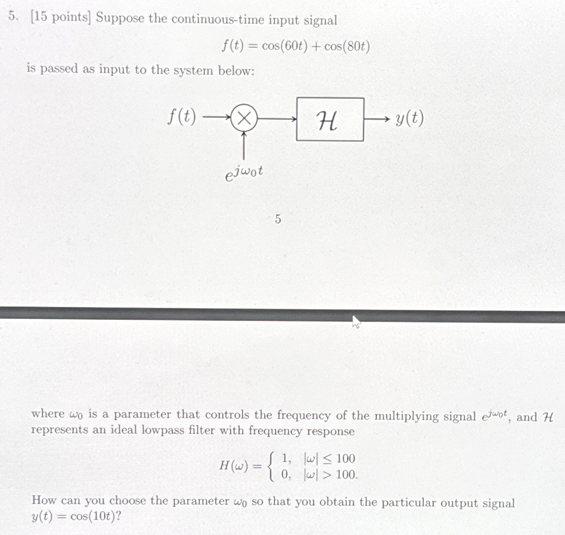 Solved [15 ﻿points] ﻿Suppose the continuous-time input | Chegg.com