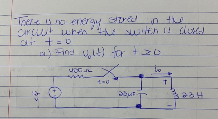 Solved in the There is no energy stored circuit when the | Chegg.com