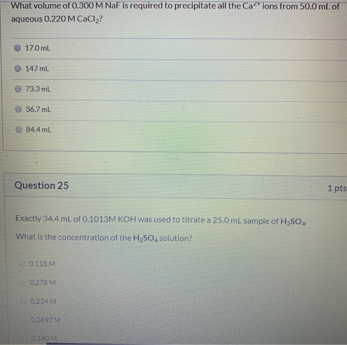 Solved What volume of 0.300 M NaF is required to precipitate | Chegg.com