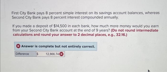 Solved First City Bank pays 8 percent simple interest on its | Chegg.com