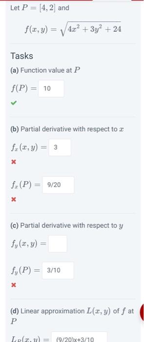 Solved Let P=[4,2] and f(x,y)=4x2+3y2+24 Tasks (a) Function | Chegg.com