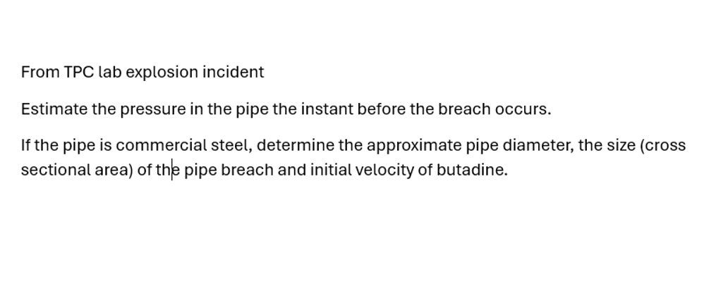 Solved From TPC lab explosion incidentEstimate the pressure | Chegg.com