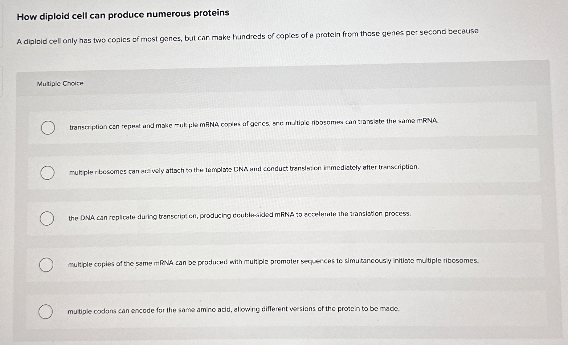 Solved How diploid cell can produce numerous proteinsA | Chegg.com