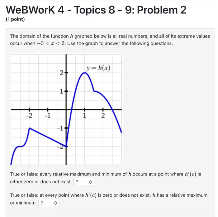 Solved WeBWork 4 - Topics 8 - 9: Problem 2 (1 point) The | Chegg.com