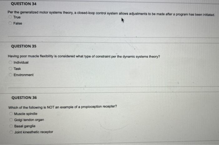 Solved Per the generalized motor systems theory, a | Chegg.com