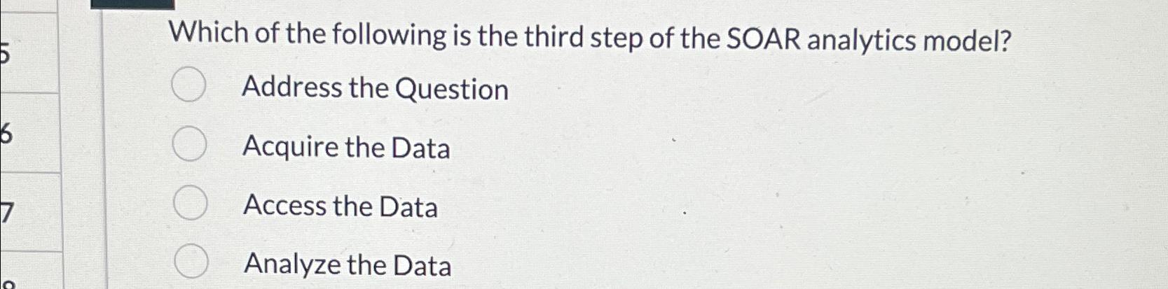 Solved Which of the following is the third step of the SOAR | Chegg.com