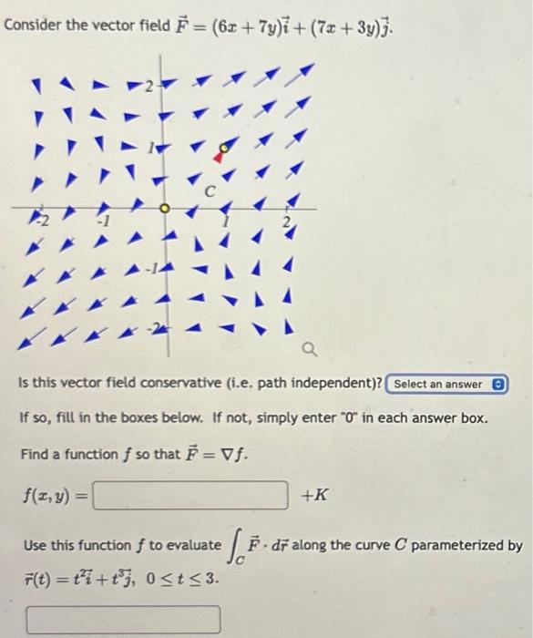 Solved Consider the vector field F=(6x+7y)i+(7x+3y)j. Is | Chegg.com