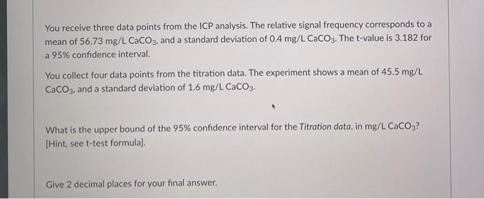 Solved You receive three data points from the ICP analysis. | Chegg.com