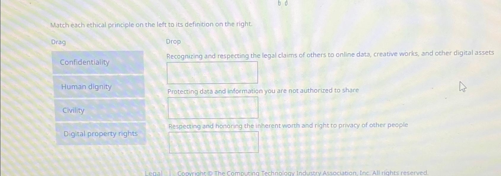 Solved Match each ethical principle on the left to its | Chegg.com