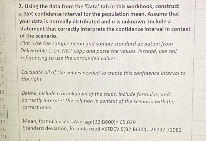 Solved using excel it then asks to find for :margin of | Chegg.com