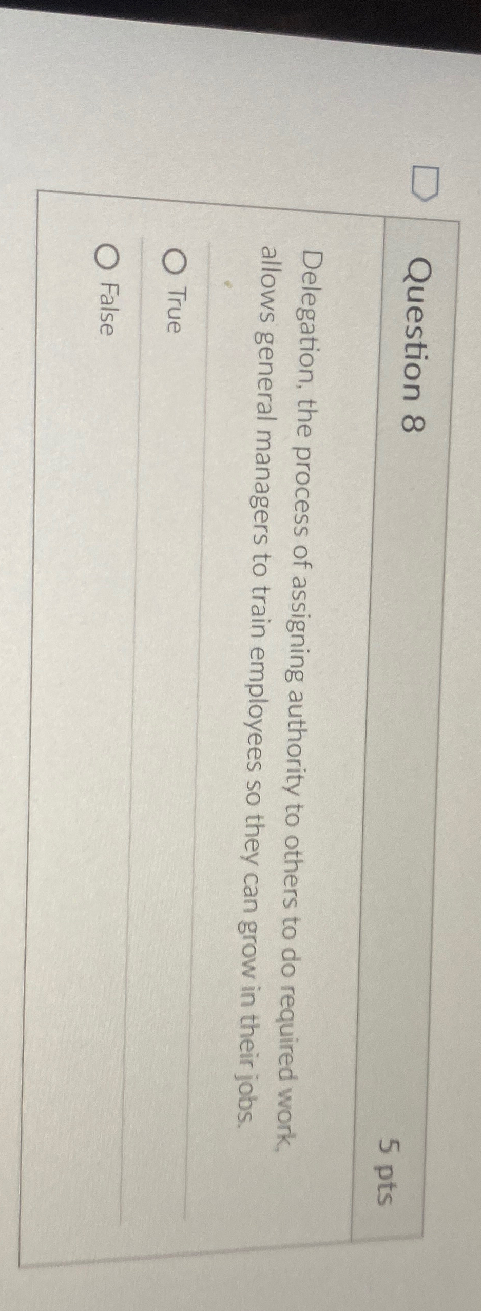 Solved Question 85 ﻿ptsDelegation, the process of assigning | Chegg.com