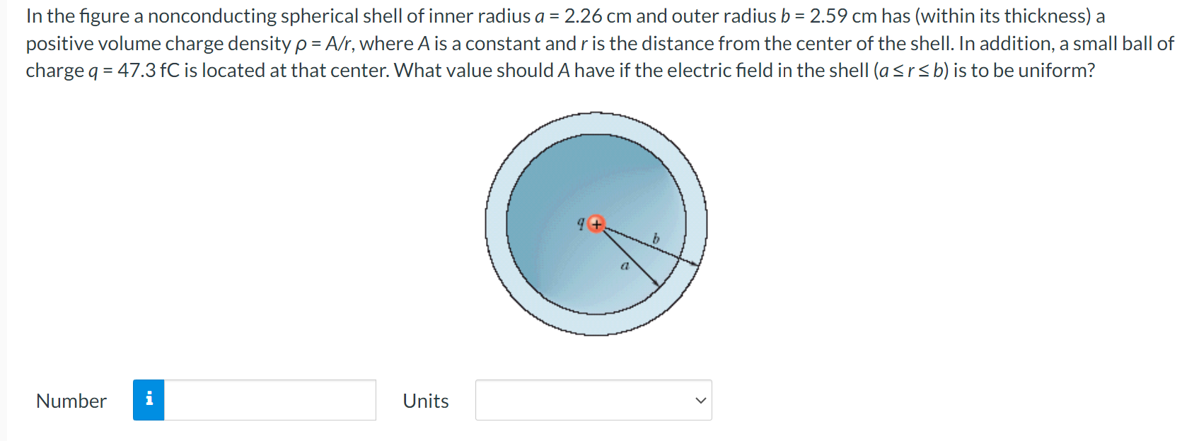 Solved In the figure a nonconducting spherical shell of | Chegg.com