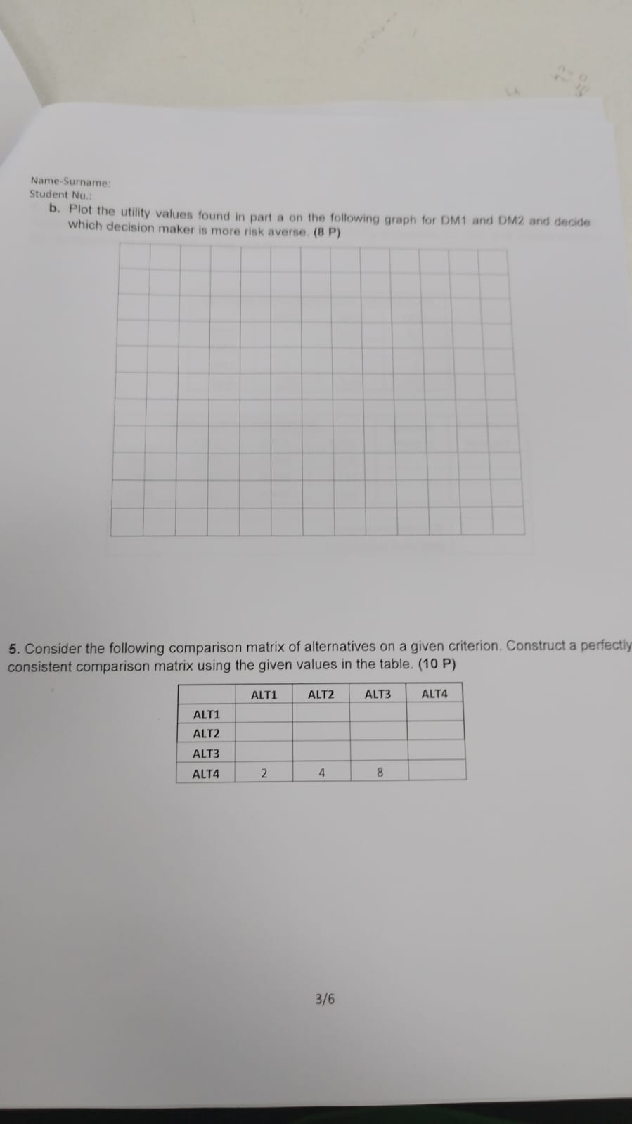 Name-Surname: Student Nu.: b. ﻿Plot the utility | Chegg.com