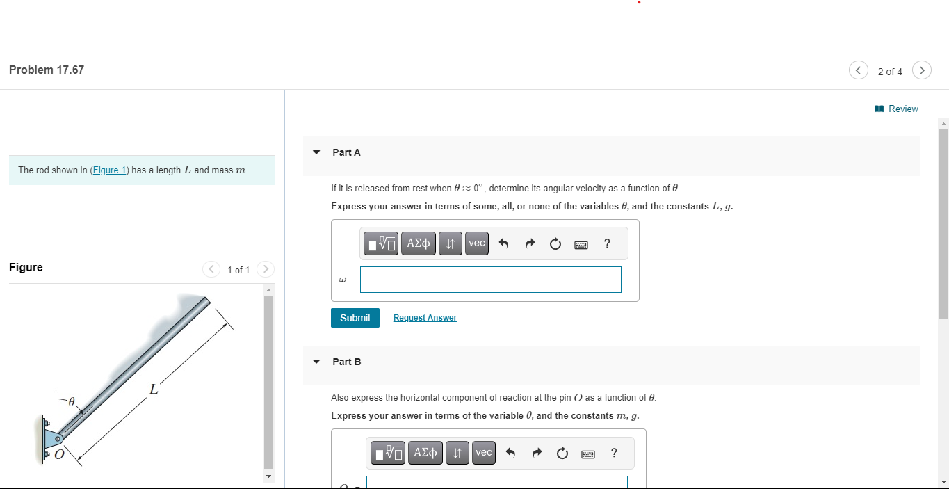 Solved The rod shown in (Figure 1) ﻿has a length L ﻿and mass | Chegg.com