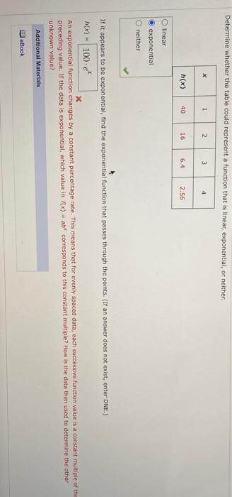 Solved Determine whether the table could represent a | Chegg.com