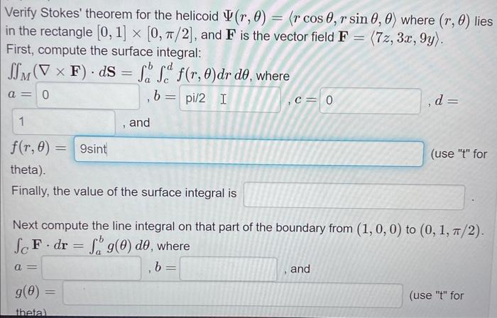 Solved Verify Stokes' theorem for the helicoid | Chegg.com