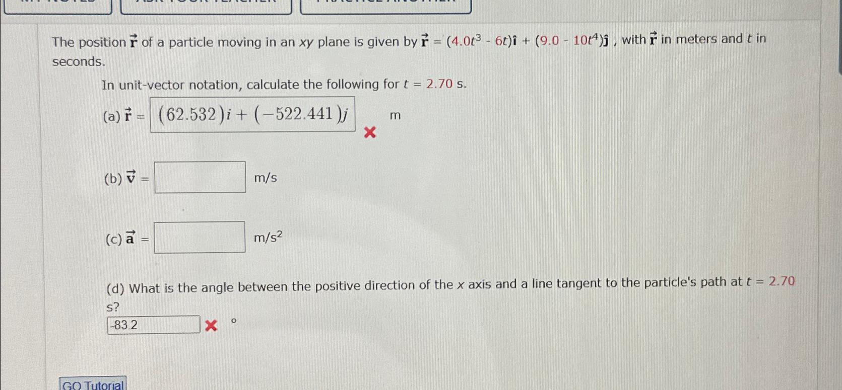 Solved The position vec(r) ﻿of a particle moving in an xy | Chegg.com