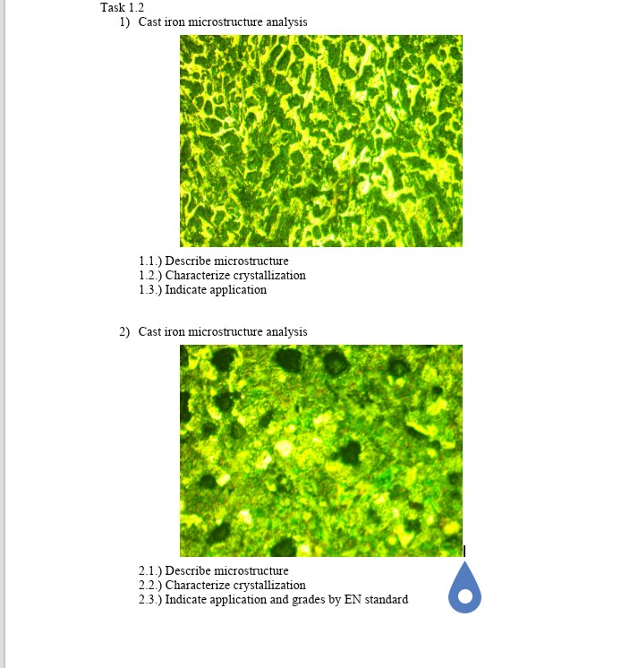 Solved Task 1.2 1) Cast iron microstructure analysis 1.1.) | Chegg.com