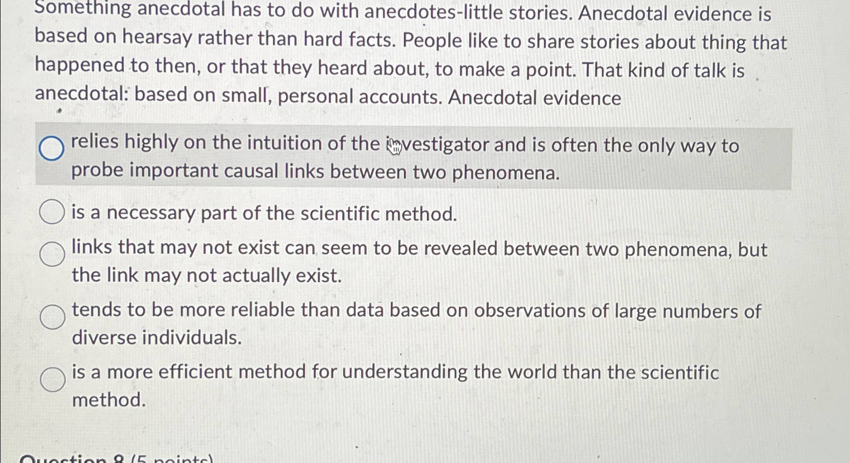 Solved Something anecdotal has to do with anecdotes-little | Chegg.com