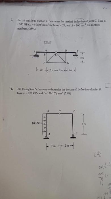 Solved 3. Use the unit-load method to determine the vertical | Chegg.com