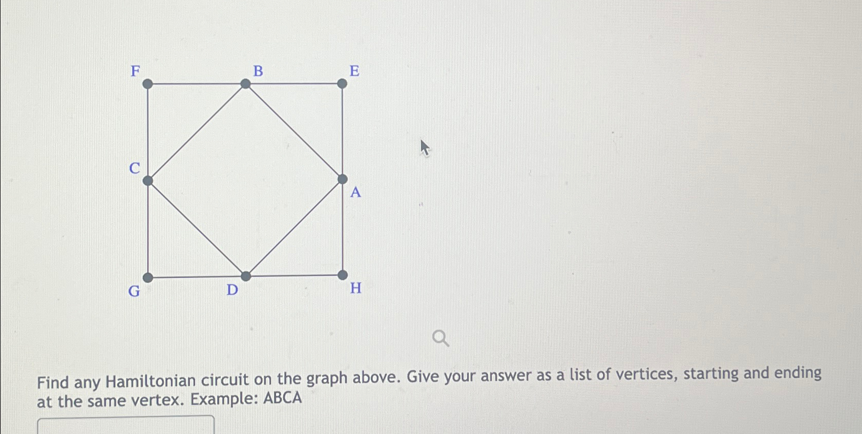 Solved Find any Hamiltonian circuit on the graph above. Give | Chegg.com