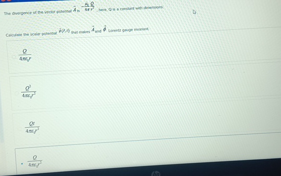 Solved The divergence of the vector potential | Chegg.com