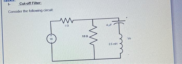 Solved 1- Cut-off Filter: Consider the following circuit:b) | Chegg.com