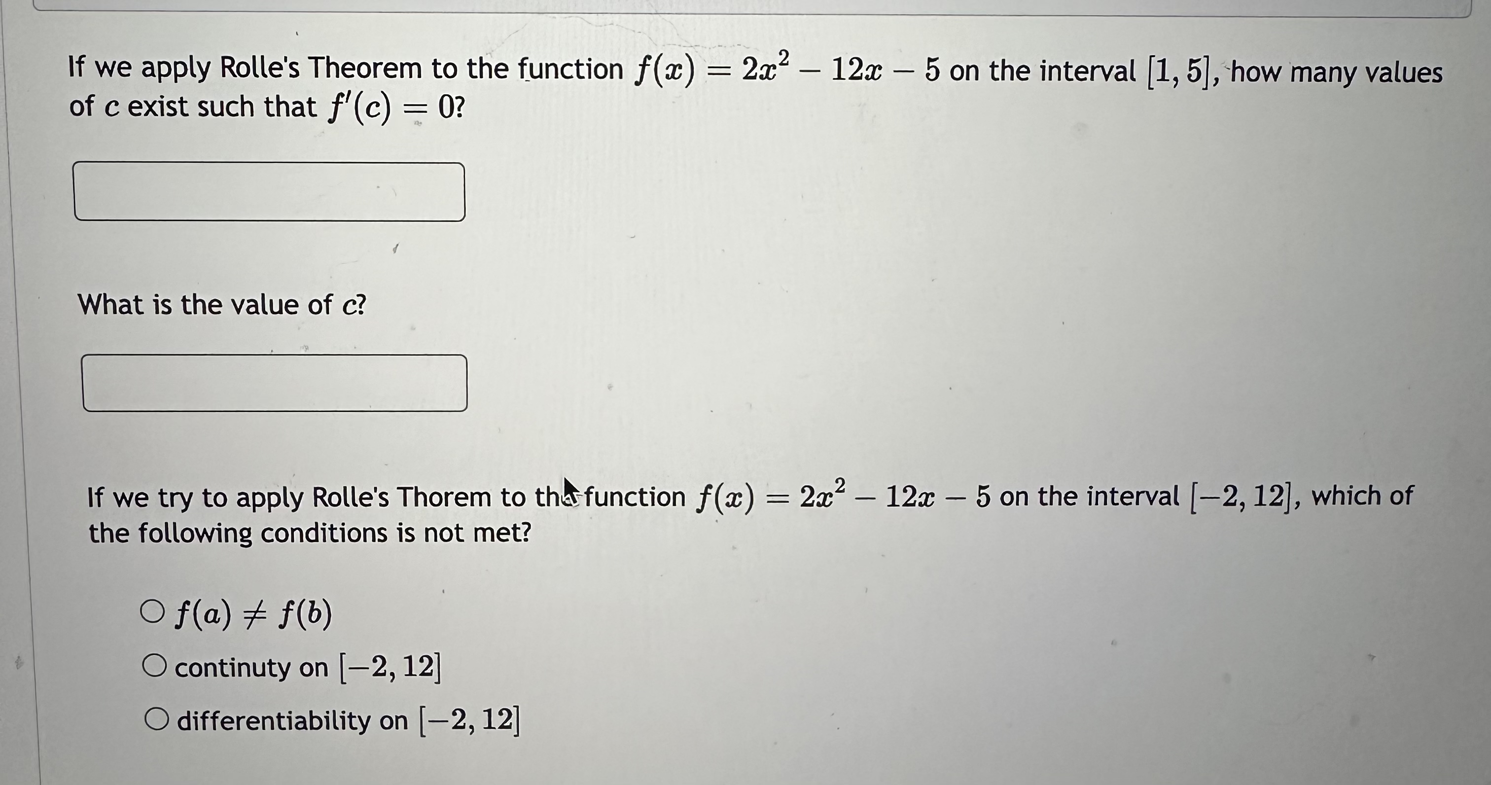 Solved If we apply Rolle's Theorem to the function | Chegg.com