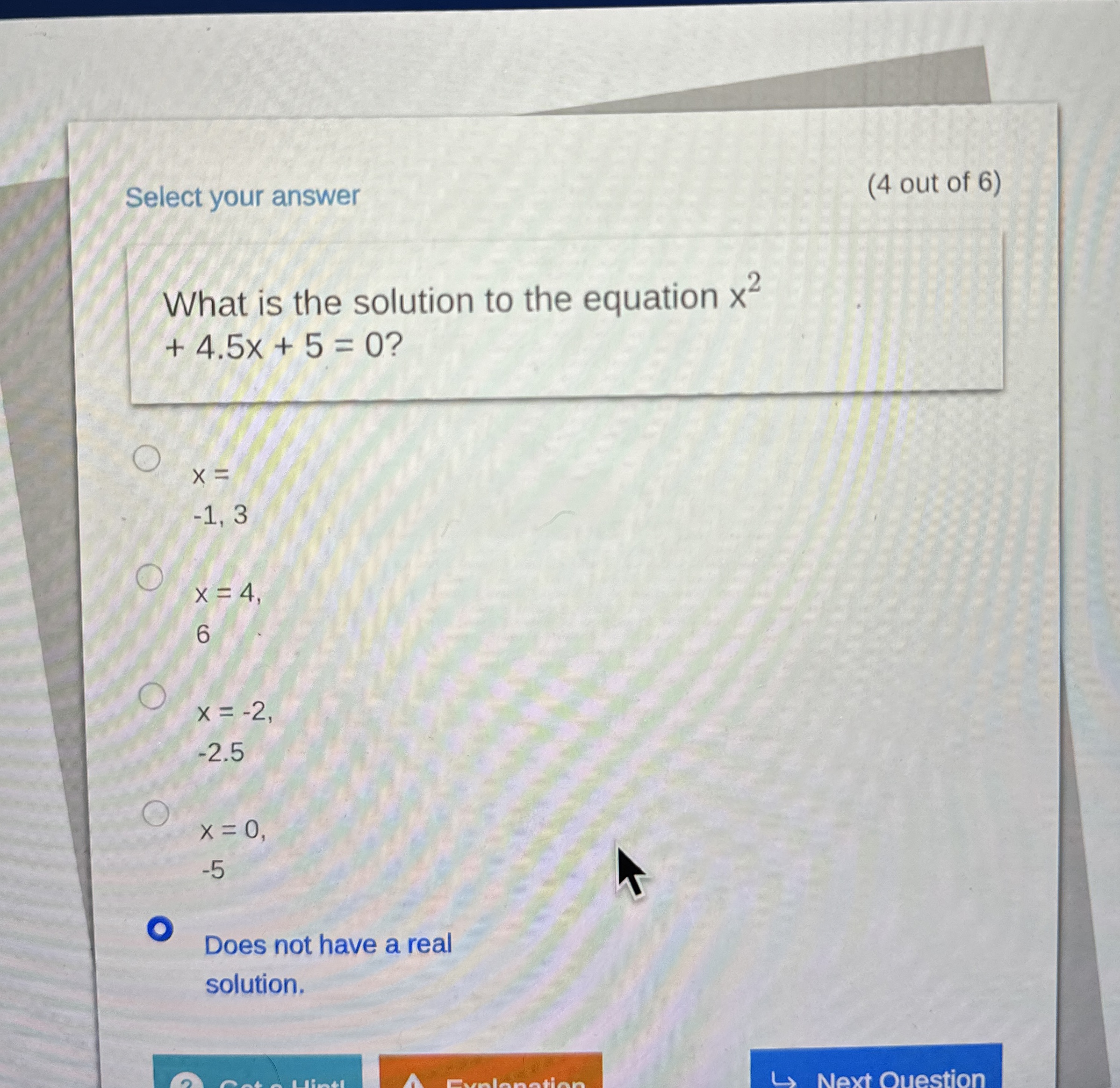 Solved Select your answer(4 ﻿out of 6 )What is the solution | Chegg.com