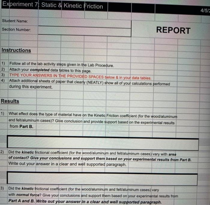 Solved Based on the data collected what is the answer for | Chegg.com