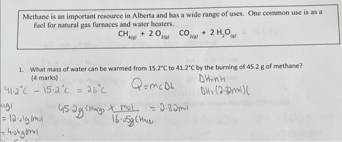 Solved Methane is an important resource in Alberta and has a | Chegg.com