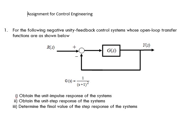 Solved Assignment for Control EngineeringFor the following | Chegg.com