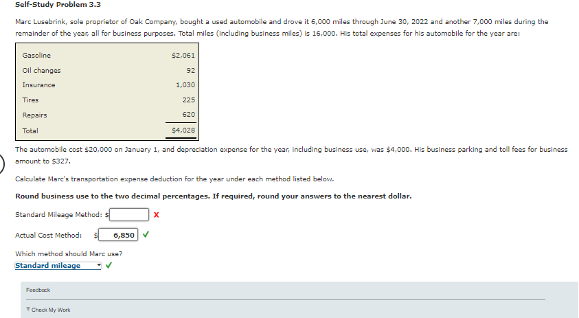 Solved Self-Study Problem 3.3Marc Lusebrink, sole proprietor | Chegg.com
