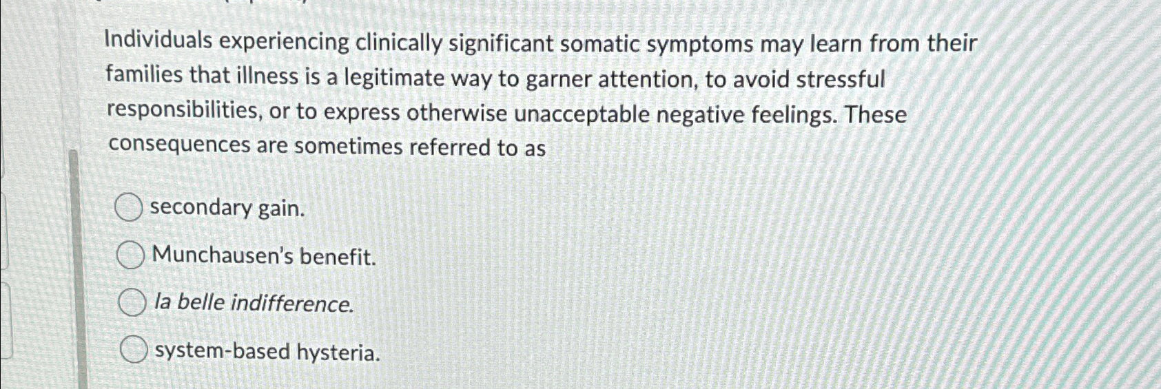 Solved Individuals experiencing clinically significant | Chegg.com