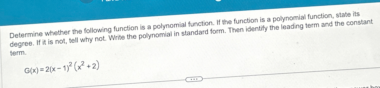 Solved Determine whether the following function is a | Chegg.com