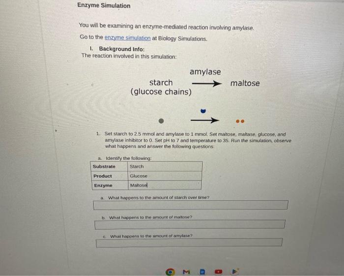 Solved Enzyme Simulation You Will Be Examining An