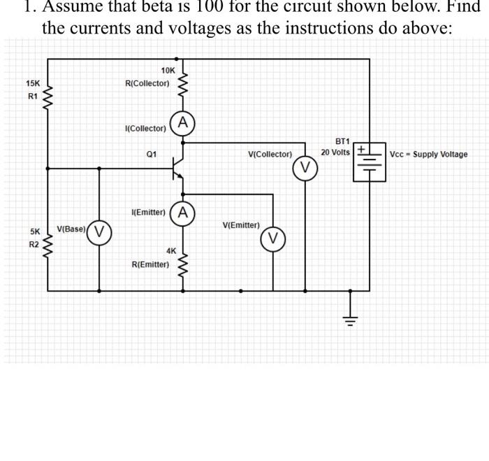 Solved 1. Assume that beta is 100 for the circuit shown | Chegg.com