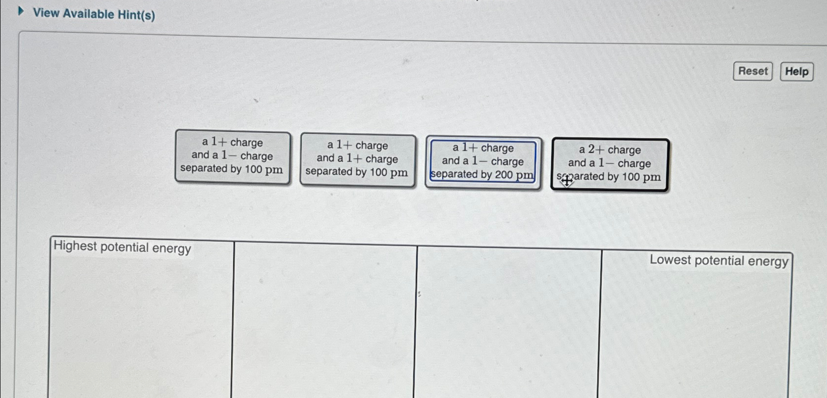 Solved View Available Hint(s)a 1+ ﻿charge and a 1- ﻿charge | Chegg.com