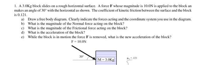 Solved 1. A 3.0Kg block slides on a rough horizontal | Chegg.com