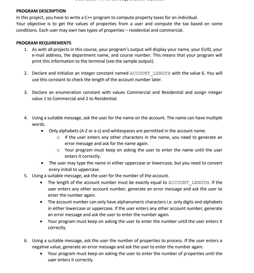 Solved PROGRAM DESCRIPTION In this project, you have to | Chegg.com