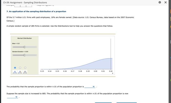 Solved Ch 09: Assignment - Sampling Distributions 7. An | Chegg.com