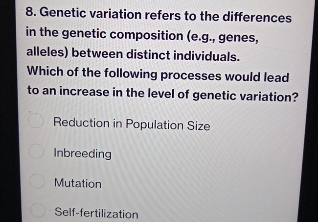 Solved Genetic variation refers to the differences in the | Chegg.com