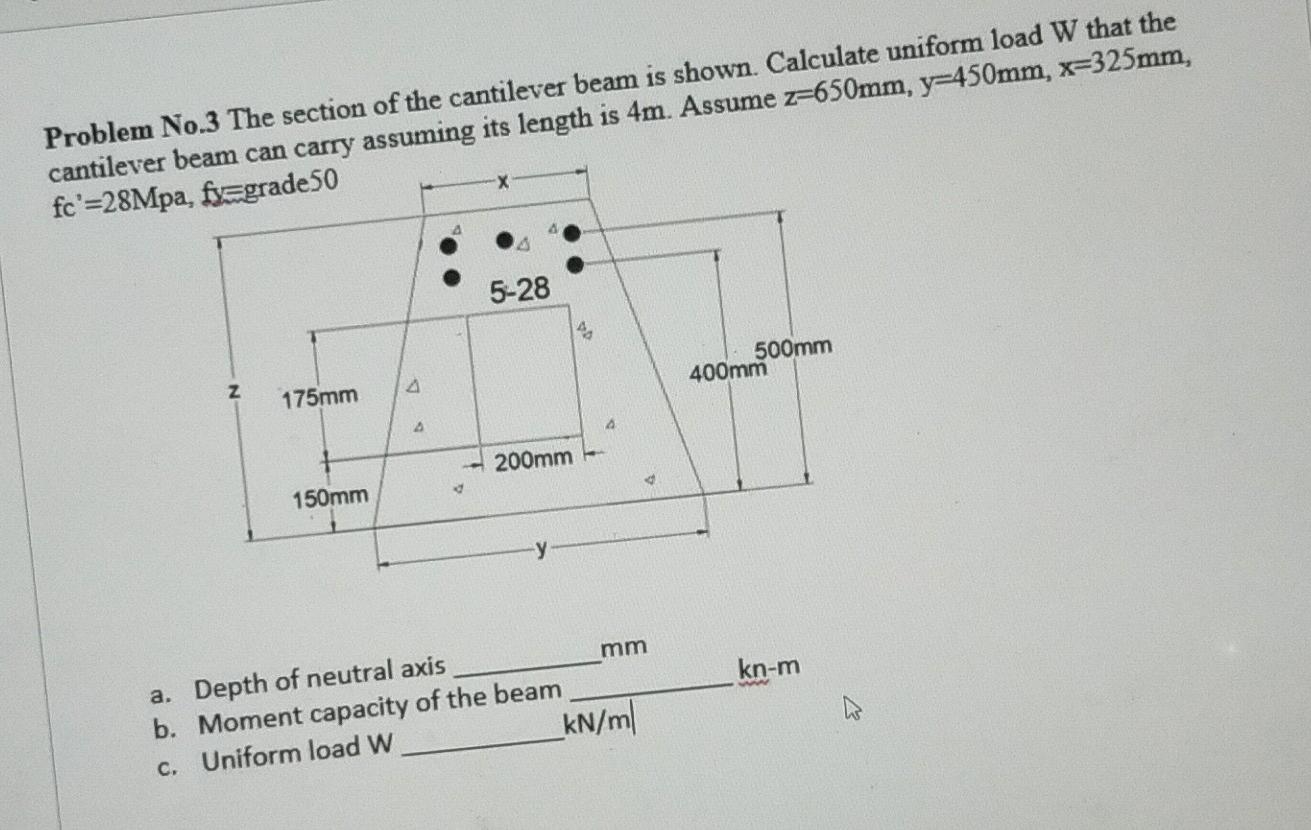 Solved The section of the cantilever beam is shown. | Chegg.com