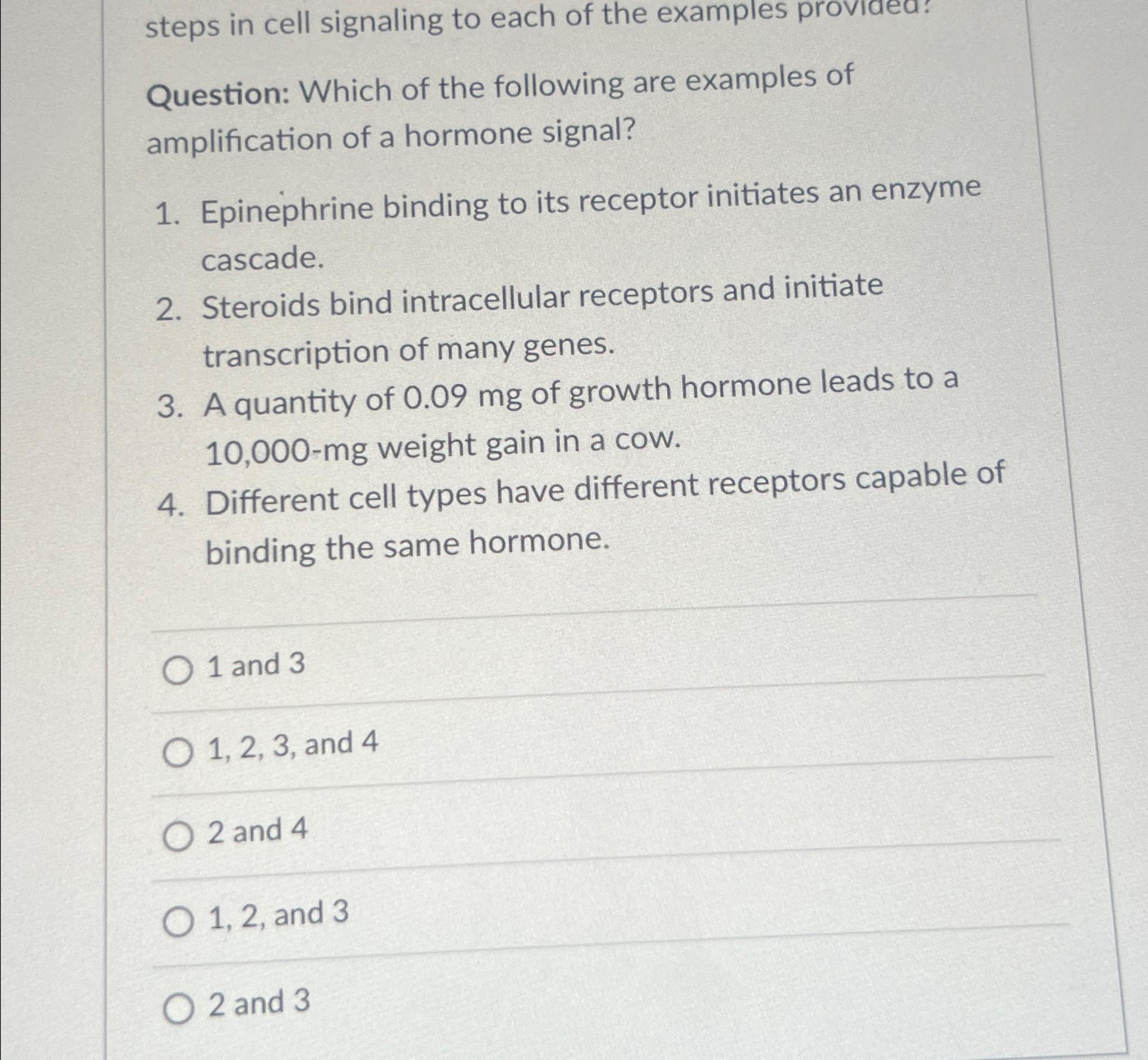 Solved steps in cell signaling to each of the examples | Chegg.com