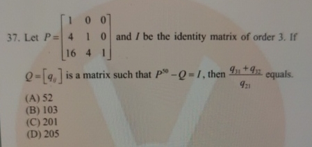 Solved Let P=[1004101641] ﻿and I be the identity matrix of | Chegg.com