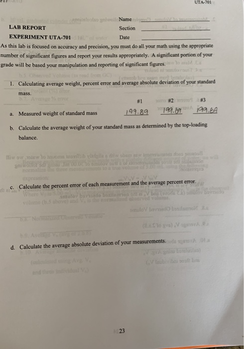 Solved UTA-701 o nic Name LAB REPORT Section EXPERIMENT | Chegg.com