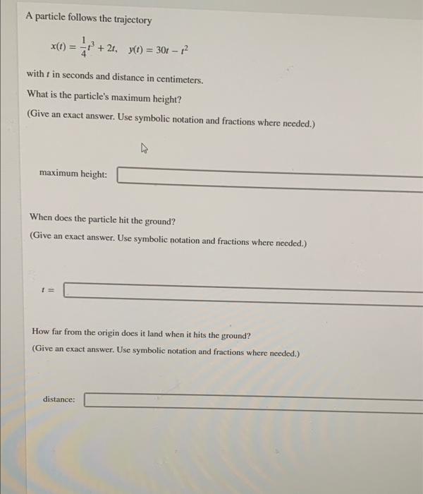 Solved A particle follows the trajectory X(t) =*+21, 20) = | Chegg.com