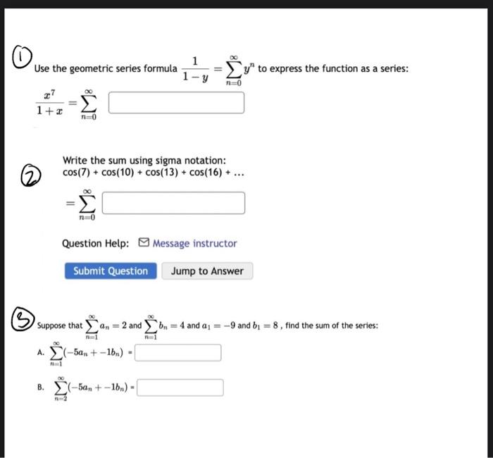Solved Use the geometric series formula \\( | Chegg.com